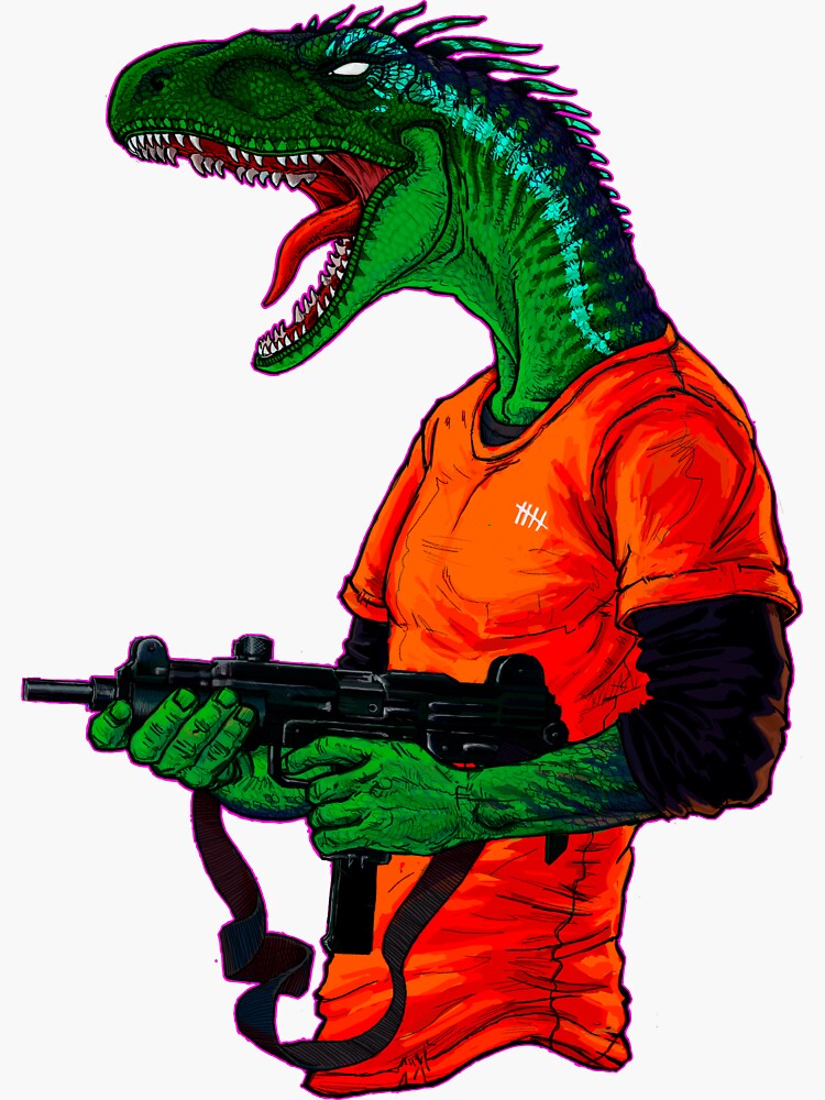 "raptor with a gun" Sticker for Sale by Niti-Niti | Redbubble