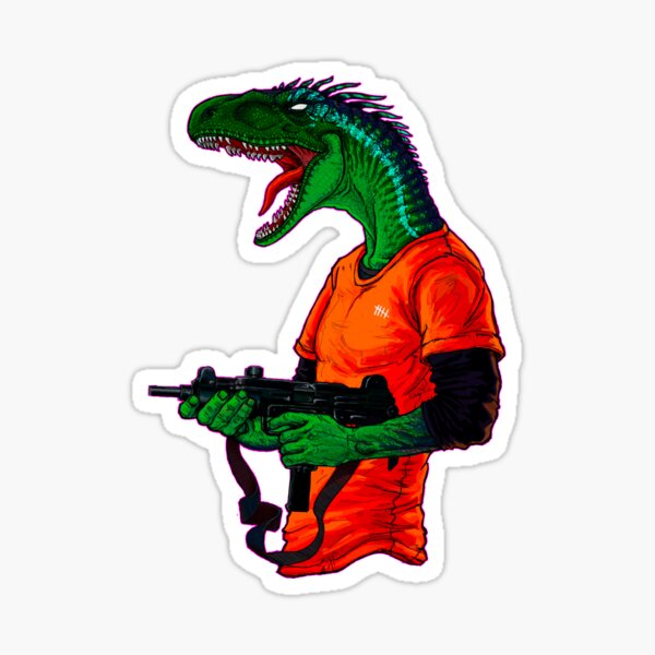 "raptor with a gun" Sticker for Sale by Niti-Niti | Redbubble