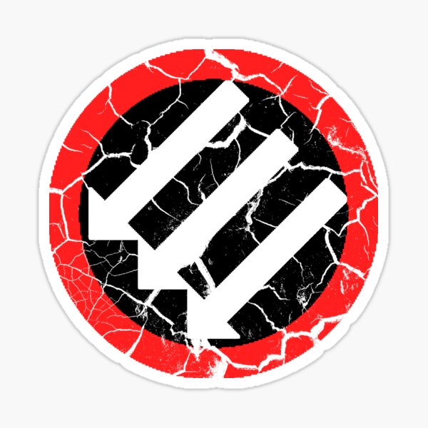 "Antifa Symbol--Red Circle, White Arrows, Black Inside-distressed ...