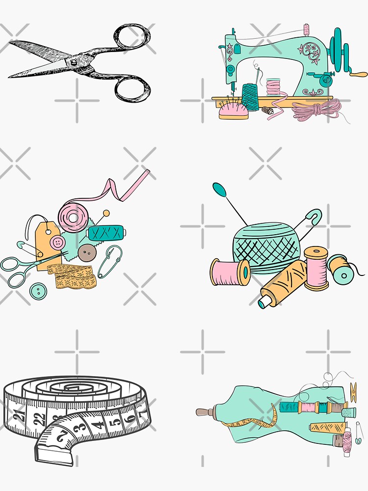 "Vintage sewing stickers" Sticker for Sale by Nwidas | Redbubble