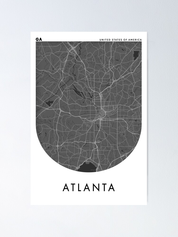 Póster «Atlanta, Georgia Dark Minimal City Print Mapa de la ciudad ...