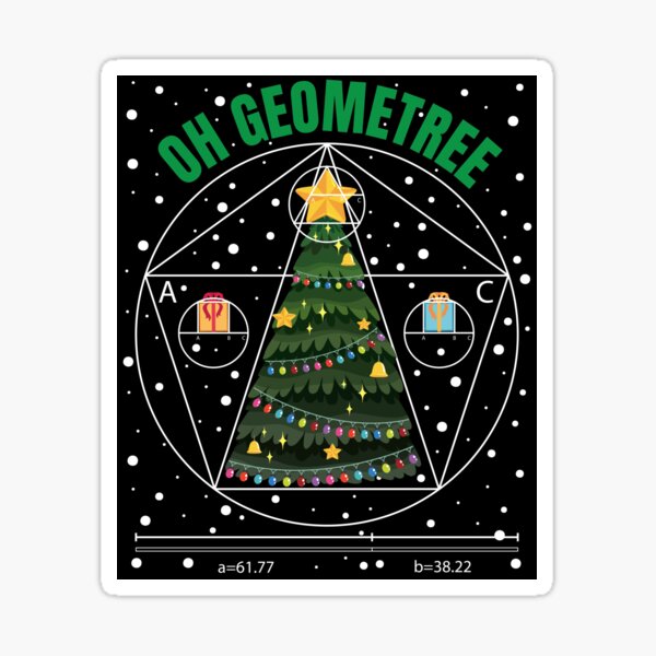 "Oh Geometree Funny Geometry Math Science Teacher Christmas" Sticker by ...