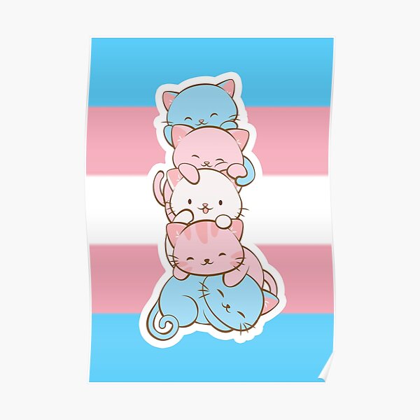 Transgender Pride Flag Cute Kawaii Cats Subtle Lgbtq Trans Pride