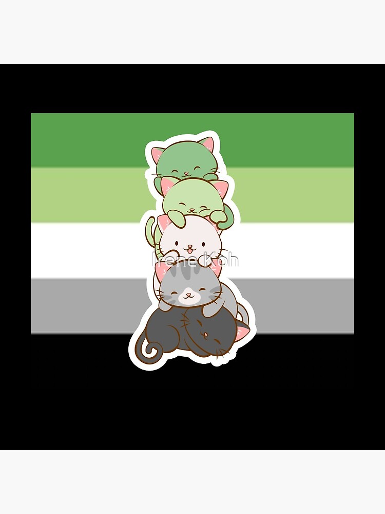 LGBTQ Aromantic Pride Flag Cute Kawaii Cat Tower for Aro Pin Button ...