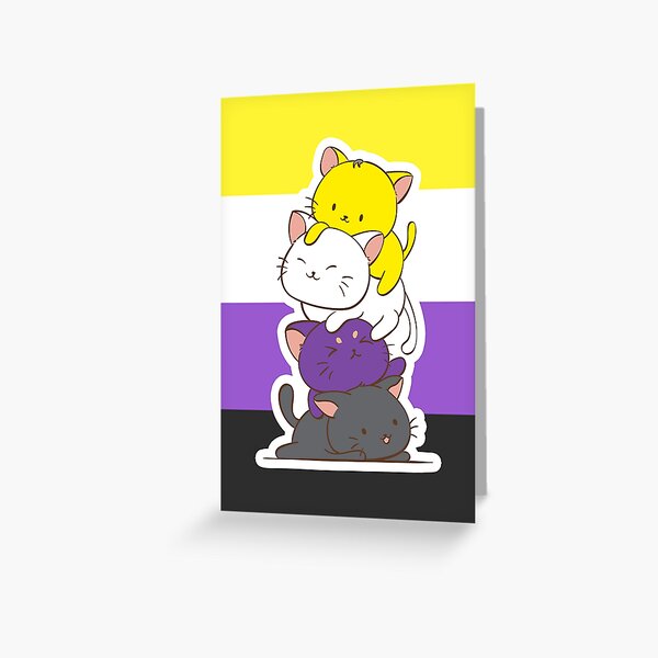 "Nonbinary Pride Flag Kawaii Cats Cute LGBTQ Non-binary Kitty for Enby ...