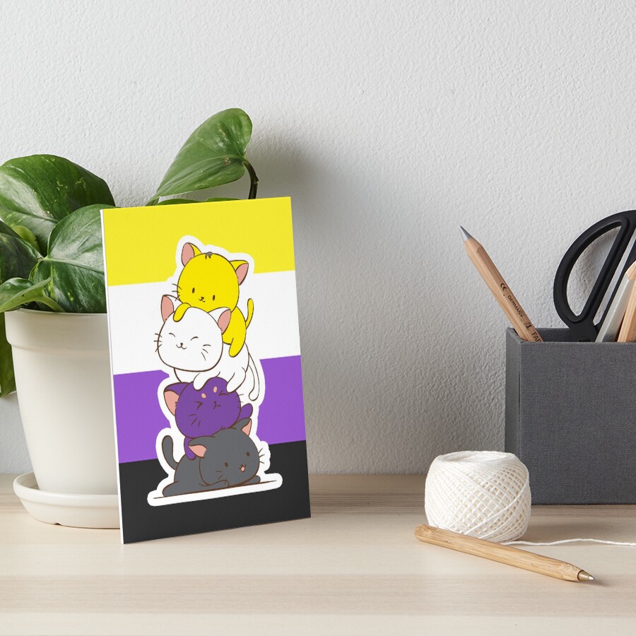"Nonbinary Pride Flag Kawaii Cats Cute LGBTQ Non-binary Kitty for Enby ...
