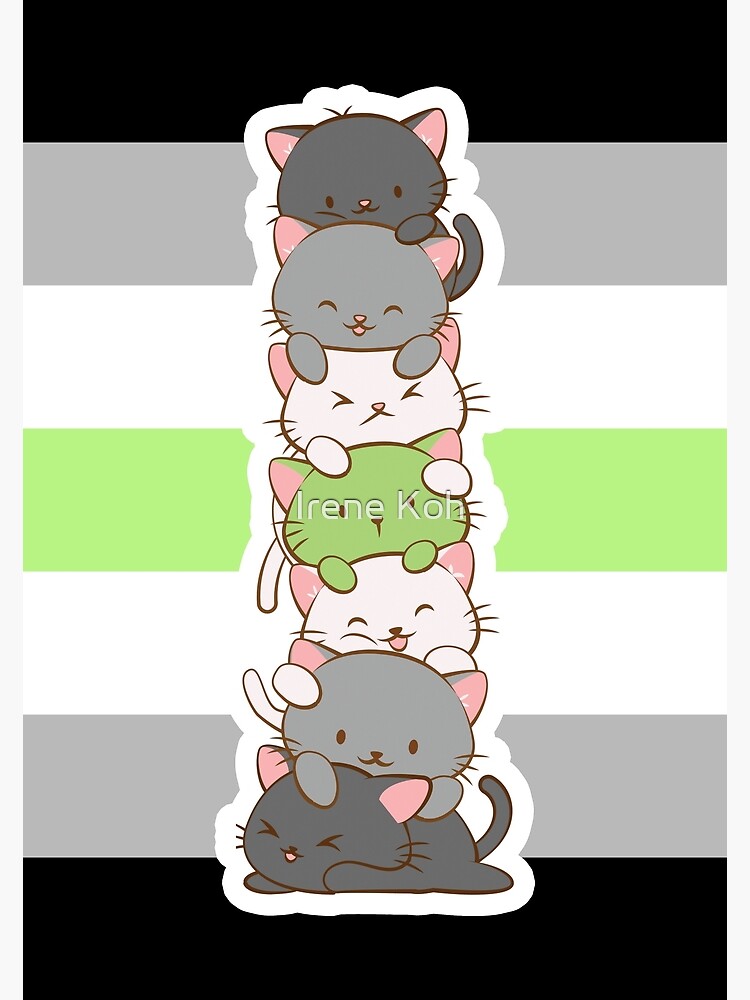 "Agender Pride Flag Kawaii Cats LGBTQ" Art Print by IreneKohStudio ...