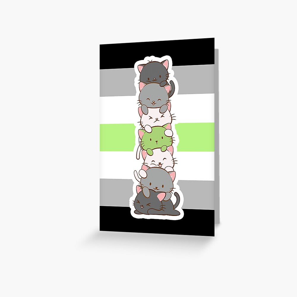 "Agender Pride Flag Kawaii Cats LGBTQ" Greeting Card by IreneKohStudio ...