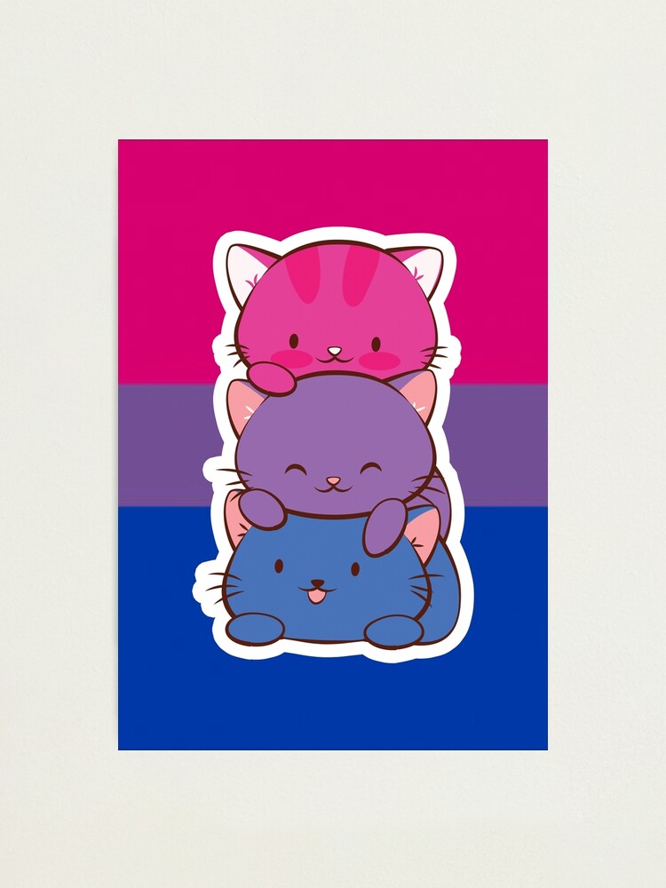"Bisexual Flag LGBT Bi Pride Cute Kawaii Cats" Photographic Print for ...