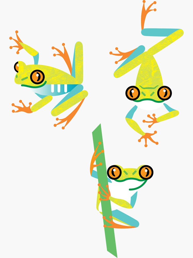 "Funky Rainforest Frog 2" Sticker by artifactsoflife | Redbubble