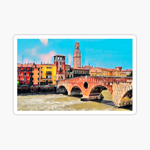 "Verona Cityscape" Sticker for Sale by Sofia-Draws | Redbubble