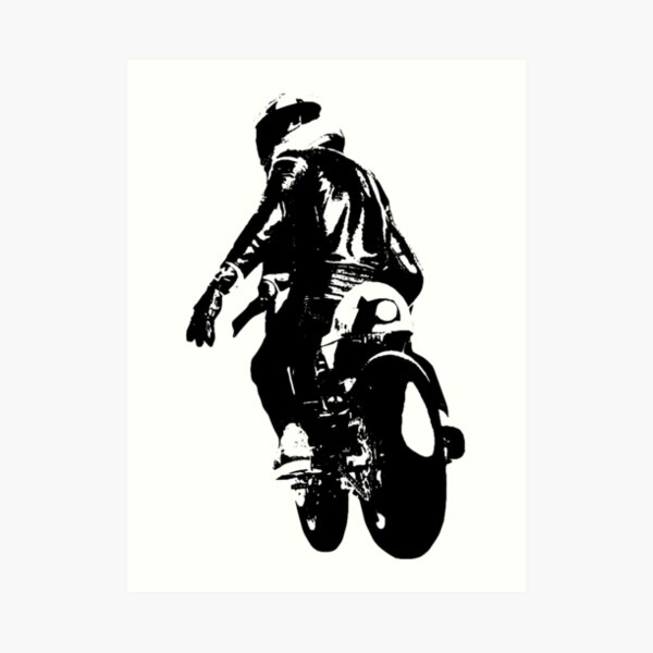 "Look Back Retro Biker" Art Print by MidlandMoto | Redbubble