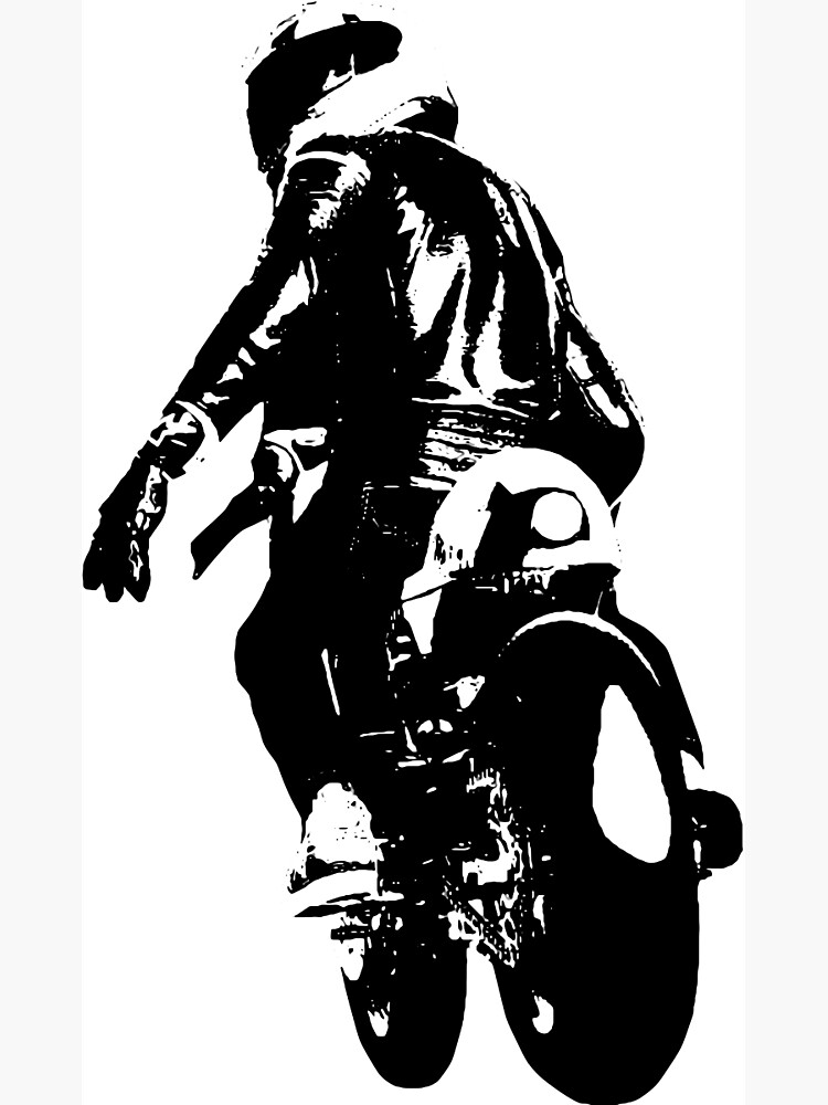 "Look Back Retro Biker" Art Print by MidlandMoto | Redbubble