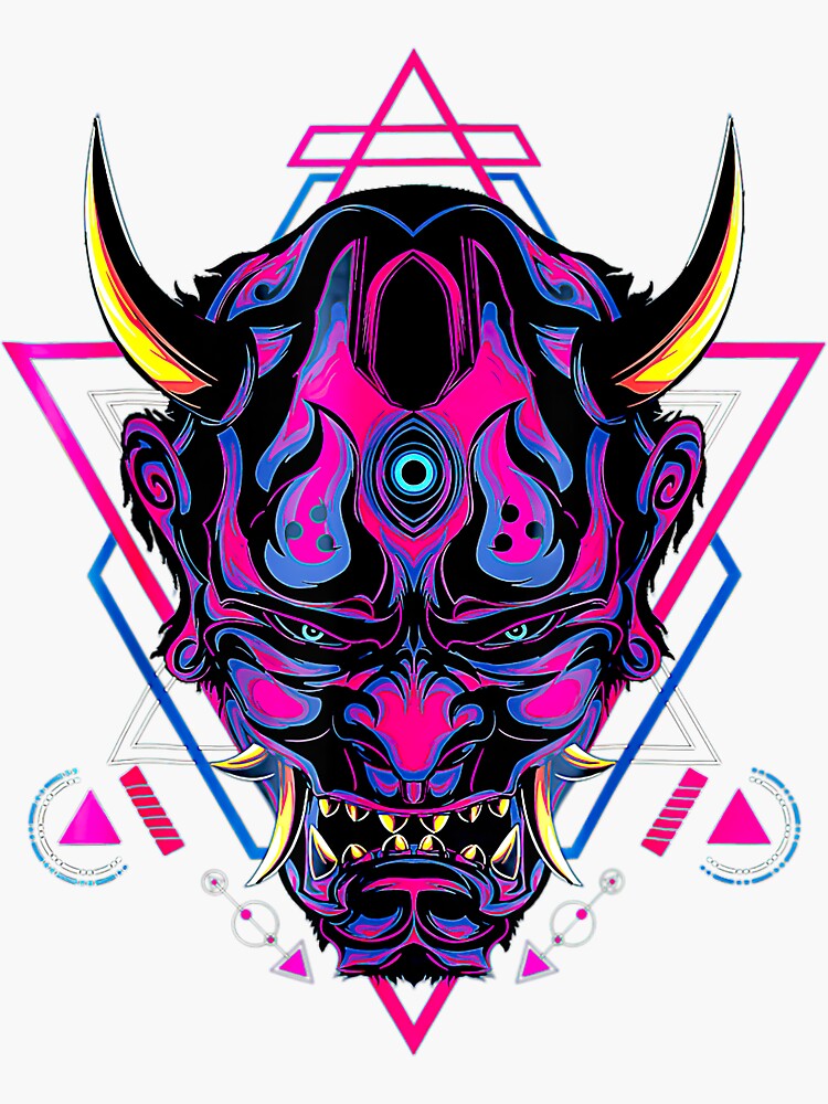 "Samurai Demon Oni Akuma Mask Bushido Spirit Japanese " Sticker for ...