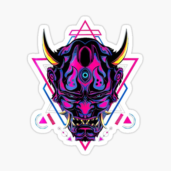 "Samurai Demon Oni Akuma Mask Bushido Spirit Japanese " Sticker for ...
