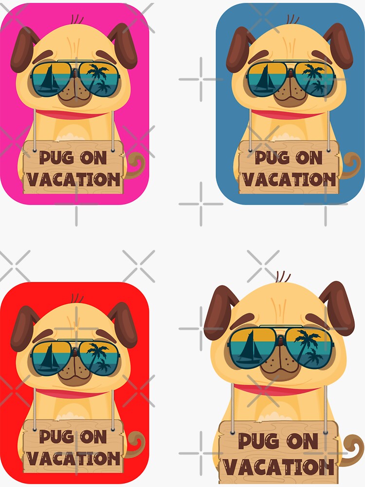 "Pug On Vacation" Sticker for Sale by Einstein12345 | Redbubble