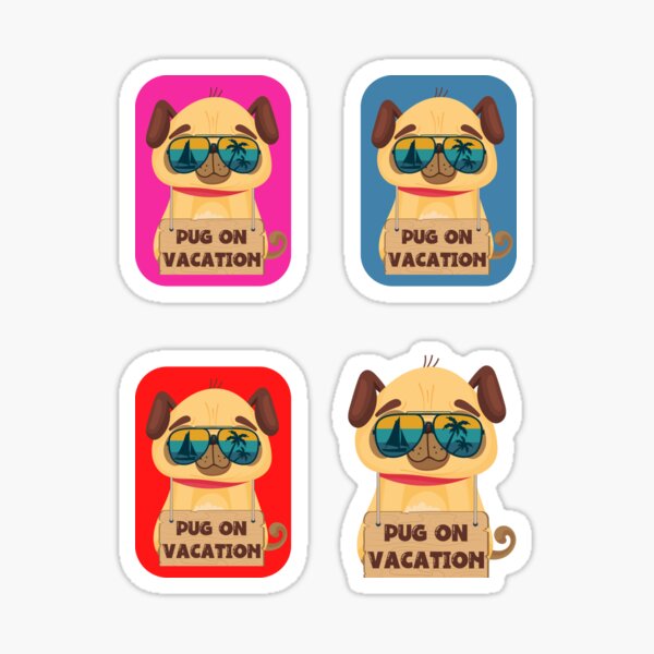 "Pug On Vacation" Sticker for Sale by Einstein12345 | Redbubble