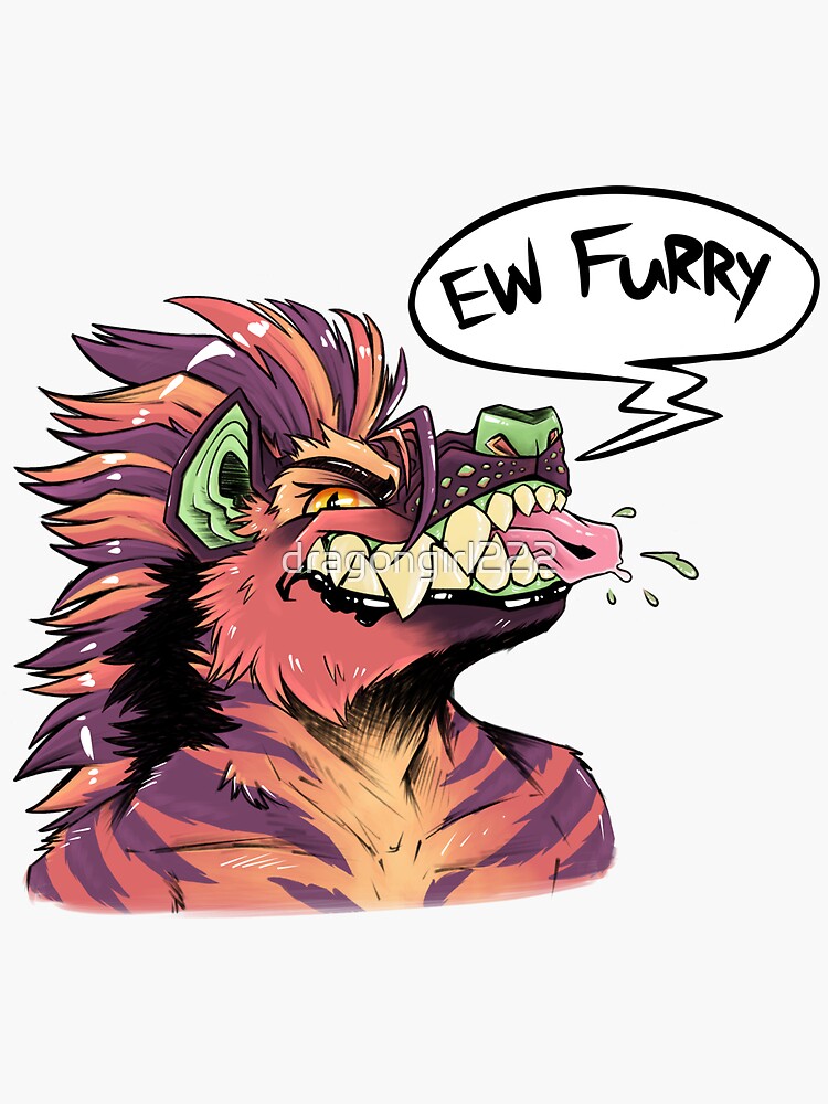 "Ew Furry" Sticker for Sale by dragongirl222 | Redbubble