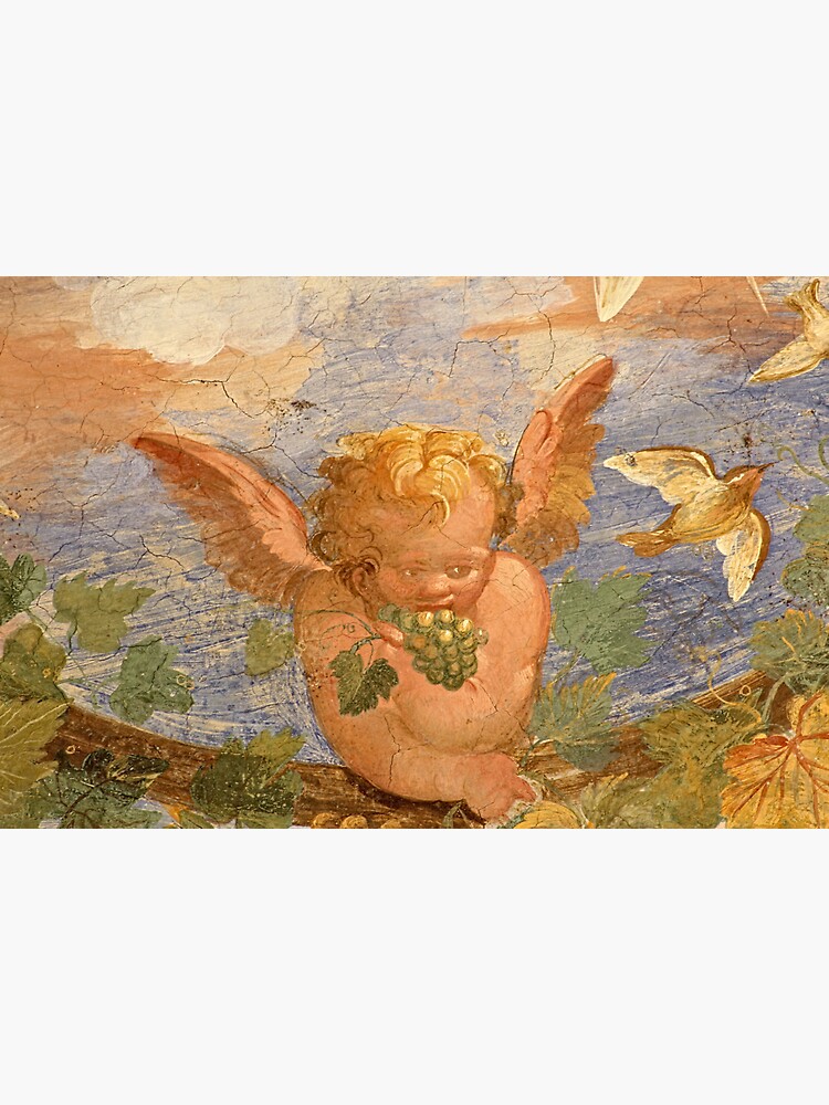 "Child Angel Eating Grapes Vintage Painting" Sticker for Sale by ...