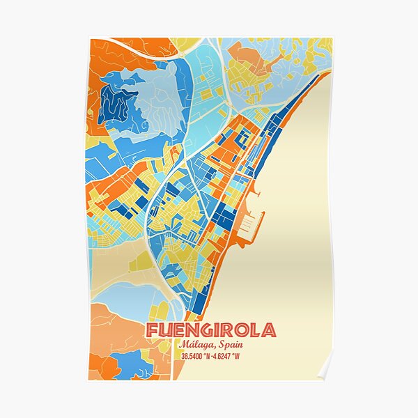 "Fuengirola Colorful Map Poster" Poster for Sale by PotatoGear | Redbubble