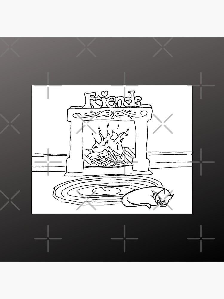 "Black & White Cat Roaring Fire Friends" Poster for Sale by ...