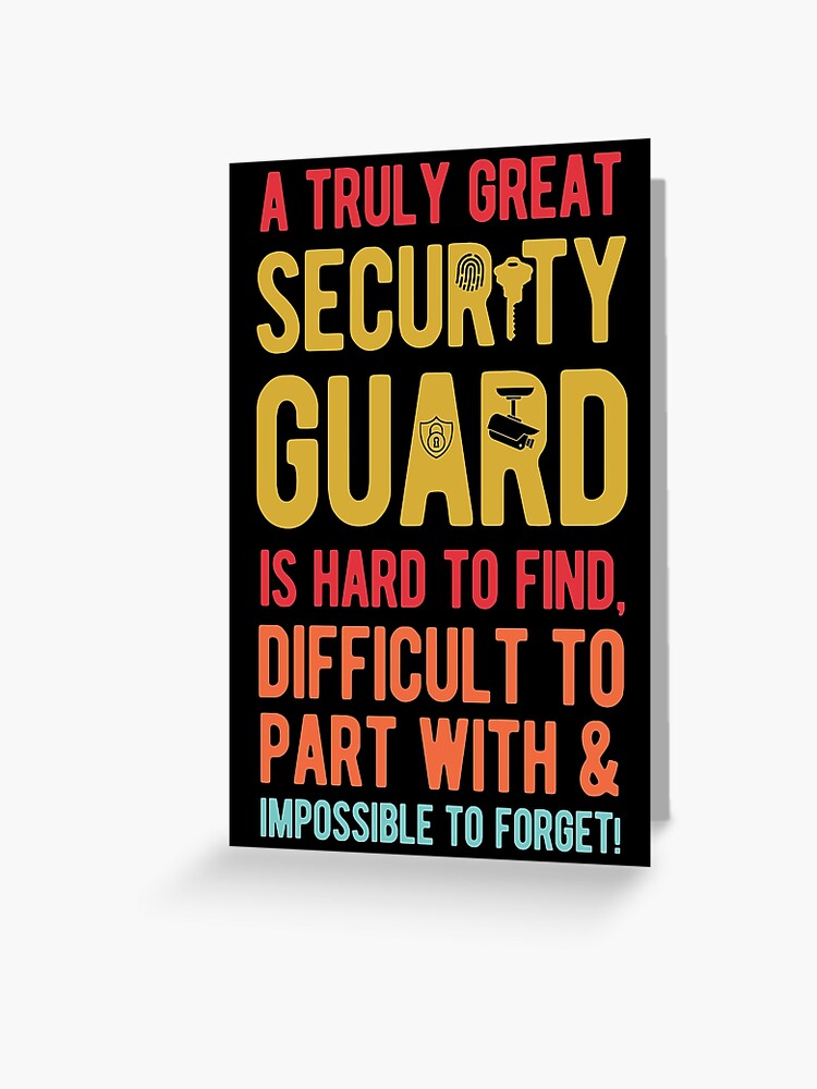"Funny Security Guard" Greeting Card for Sale by artworkbyrihen | Redbubble