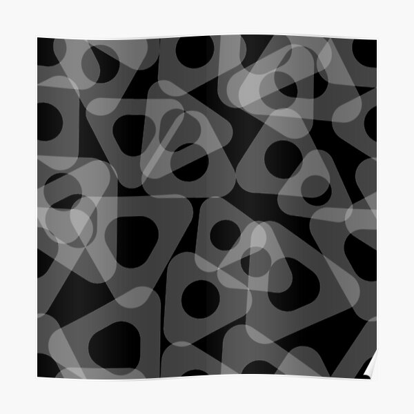 "Pattern. White triangle with rounded corners and a hole on black ...