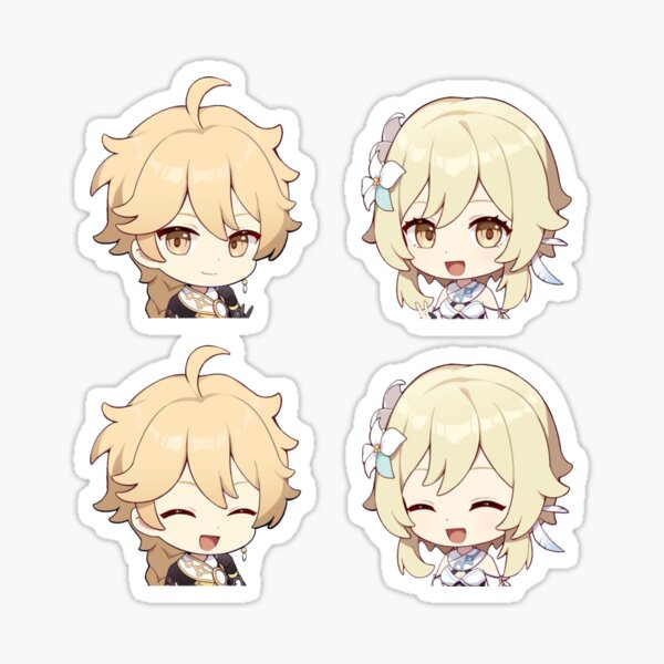 "Chibi Aether & Lumine - Genshin Impact" Sticker for Sale by ...