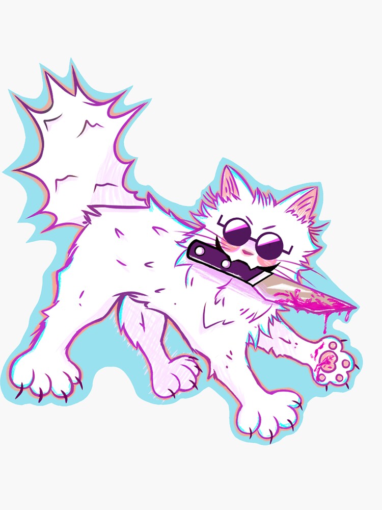Gojo Cat With A Knife Sticker For Sale By Horrorcatz Redbubble