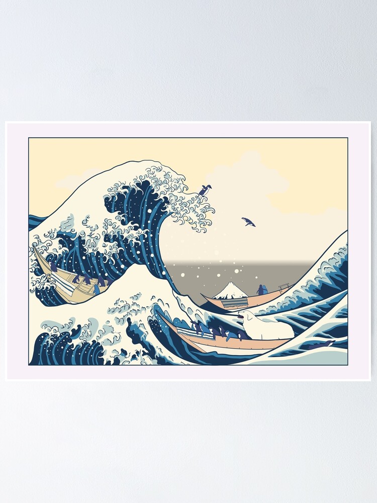 "The great wave of penguins and maremma" Poster for Sale by TheLoneIbis ...