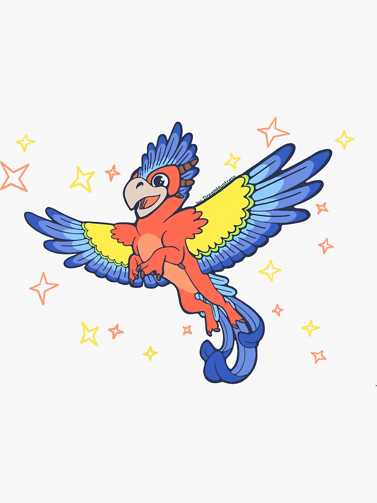 "Copy of Parrot dragon cartoon cute Red" Sticker for Sale by ...