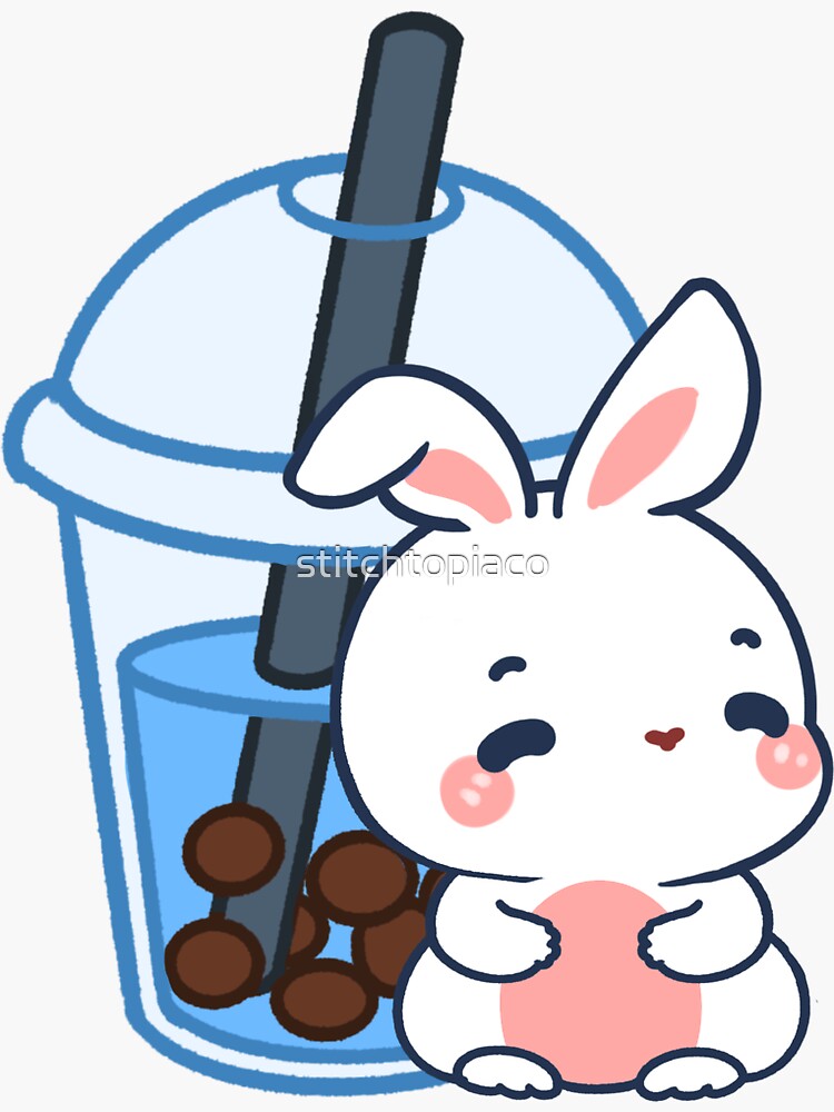 "Kawaii Bunny Boba Tea" Sticker for Sale by stitchtopiaco | Redbubble