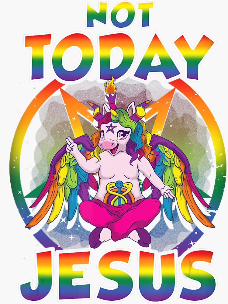 Baphomet Sigil Not Today Jesus Satanic Unicorn Satan Fajt5 Sticker