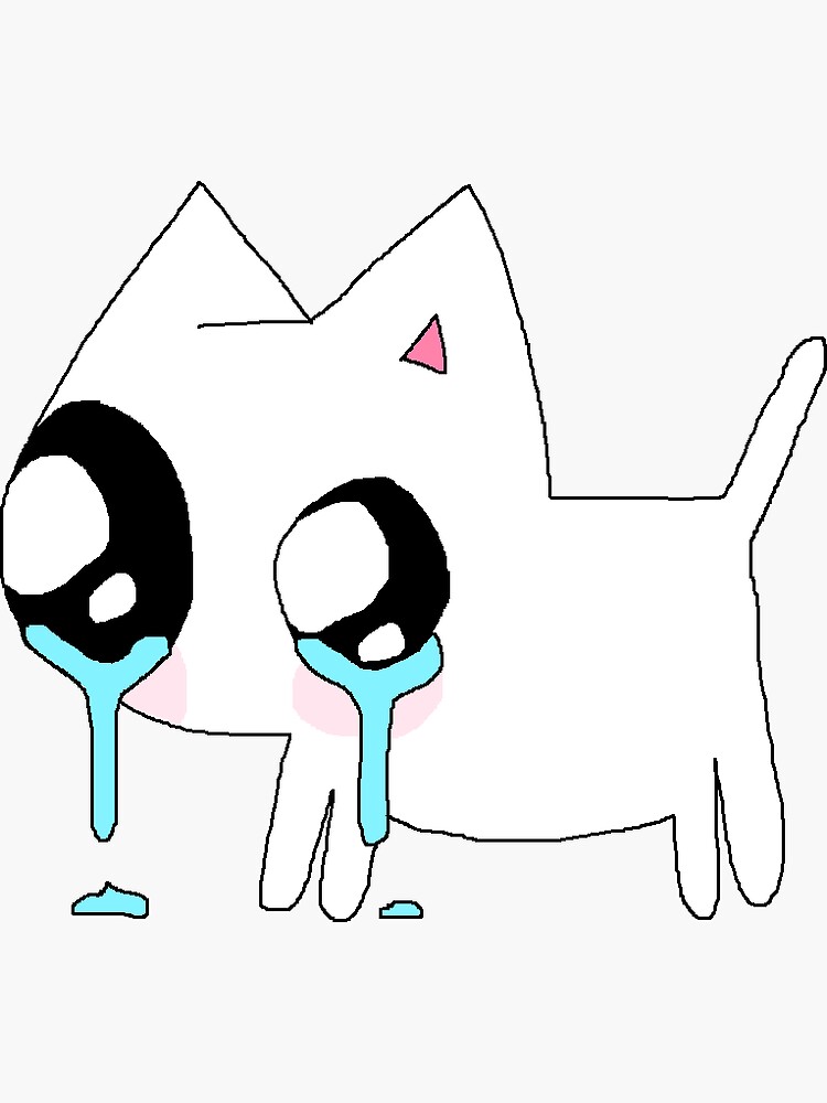 "crying emoji cat 2" Sticker for Sale by comababeyy | Redbubble