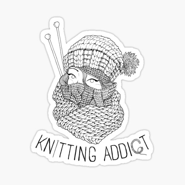 "Knitting Addict - Black and White" Sticker for Sale by neffinesse ...