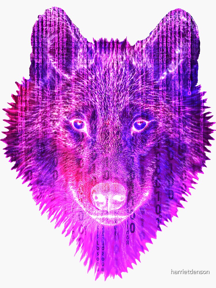 "Cyber Wolf" Sticker by harrietdenson | Redbubble