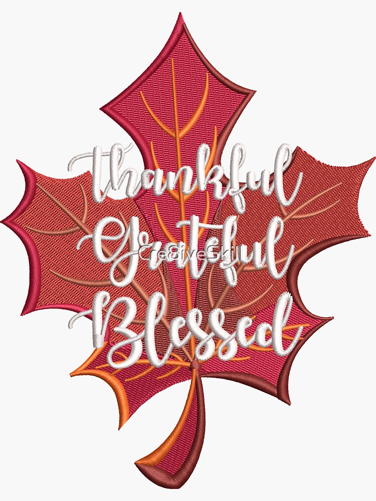 "Thanksgiving Leave Embroidery" Sticker for Sale by Cre8iveSkill ...