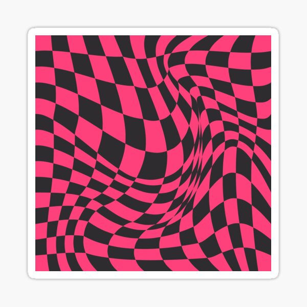 "Neon Retro Warp Wave Checker Board Pattern Black and Bright Pink ...