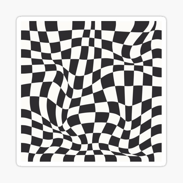 "Retro Warped Waves Checker Board Pattern Black and White Colors ...