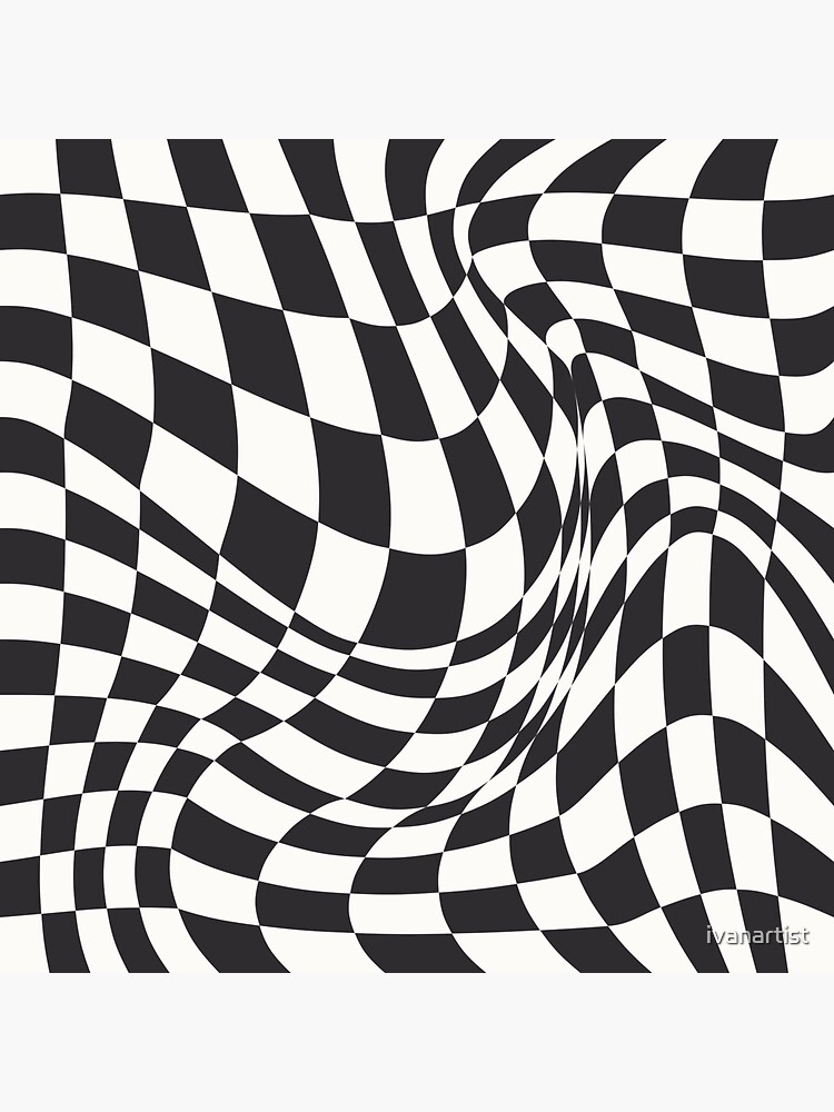 "Retro Warped Wave Checker Board Pattern Monochrome Black and White ...