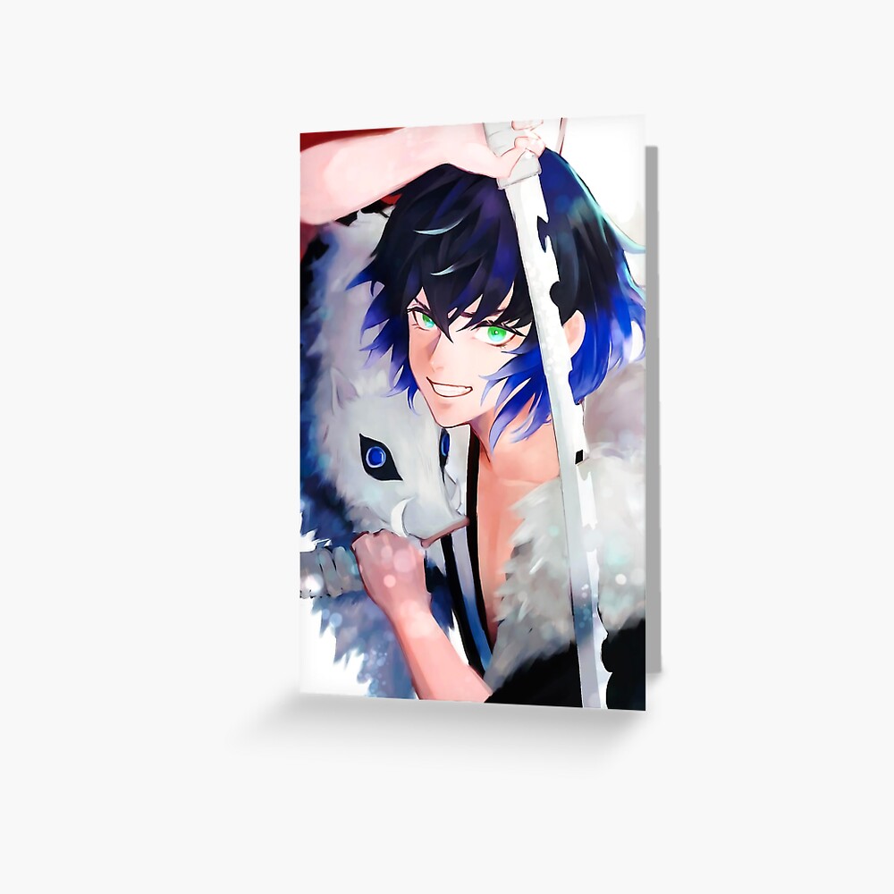 "Demon Slayer Inosuke Hashibira Colorful" Greeting Card by antioneart ...