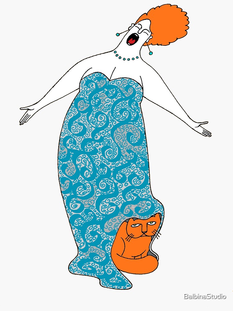 "Opera singer with cat" Sticker by BalbinaStudio | Redbubble
