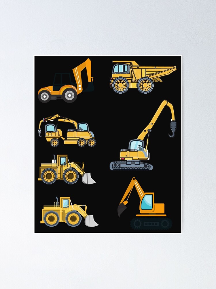 "Construction Trucks " Poster for Sale by SaminBin | Redbubble