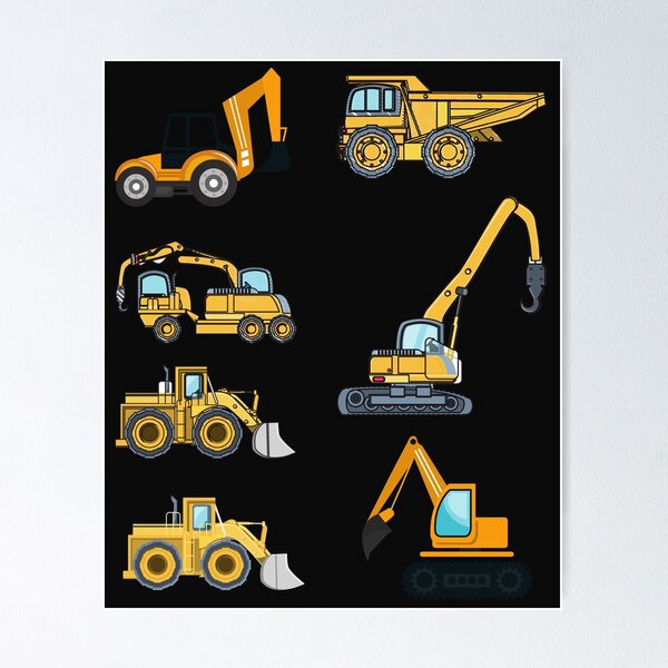 "Construction Trucks " Poster for Sale by SaminBin | Redbubble