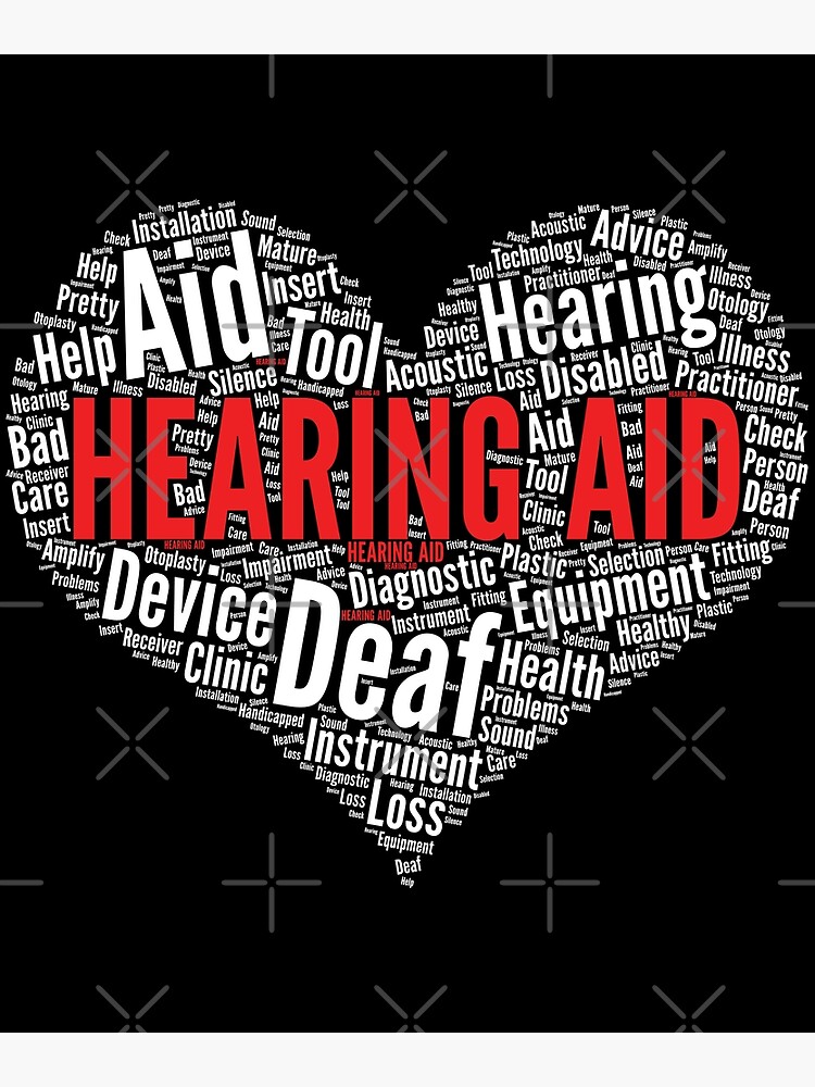 "Hearing AID Heart Shape Word Cloud Design for doctors graphic" Poster ...