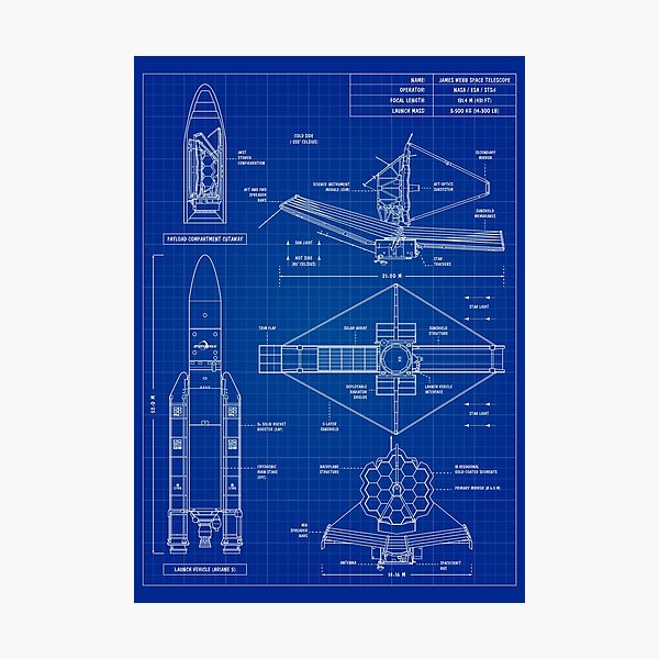 "James Webb Space Telescope (Blueprint. Vertical)" Photographic Print ...