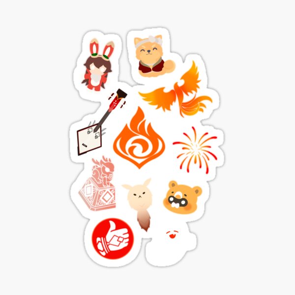"Genshin Pyro crew 2.0" Sticker for Sale by Doggos-Dragons | Redbubble