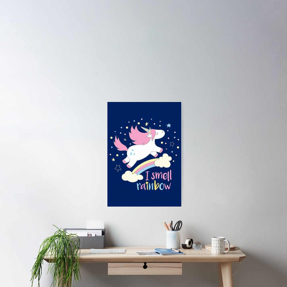 "Moody unicorn - Cute little unicorn prancing around on a rainbow ...
