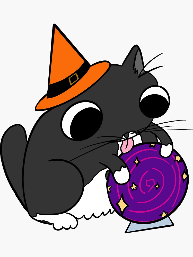 "Goob The Cat - Crystal Ball Witch" Sticker for Sale by WhiteSlowpoke ...