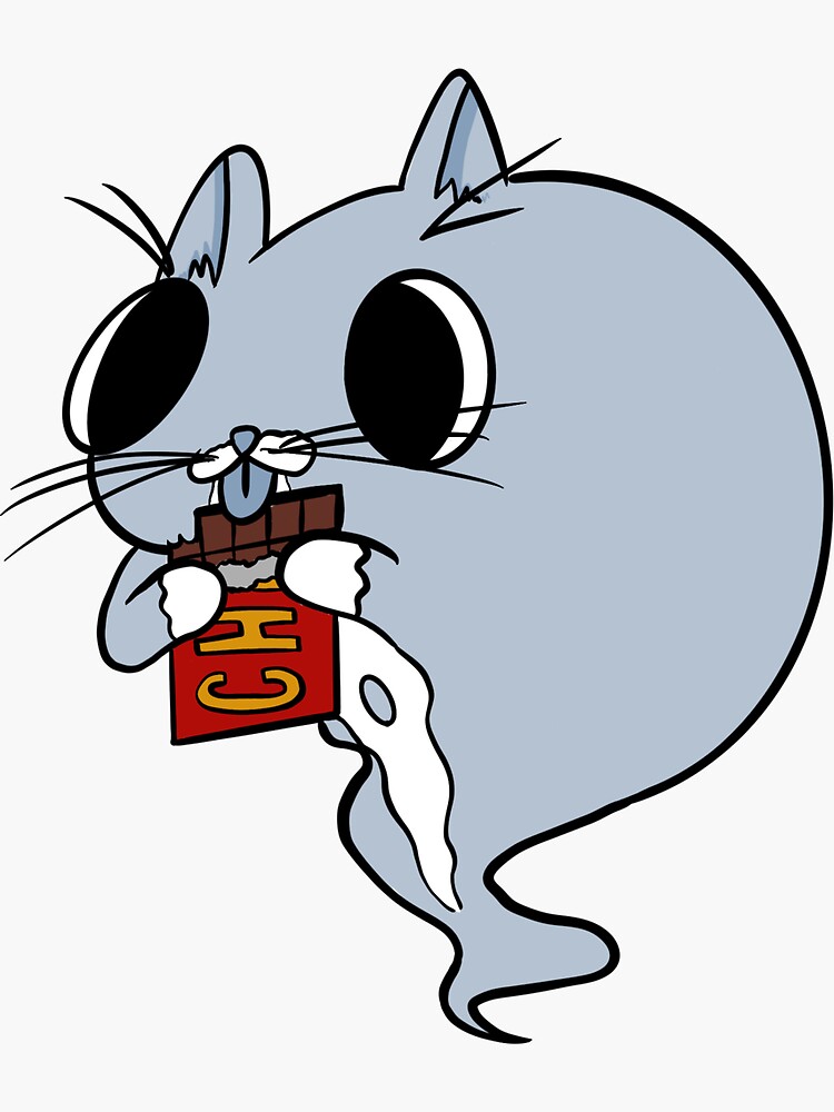 "Goob The Cat - Snacky Ghost" Sticker for Sale by WhiteSlowpoke | Redbubble